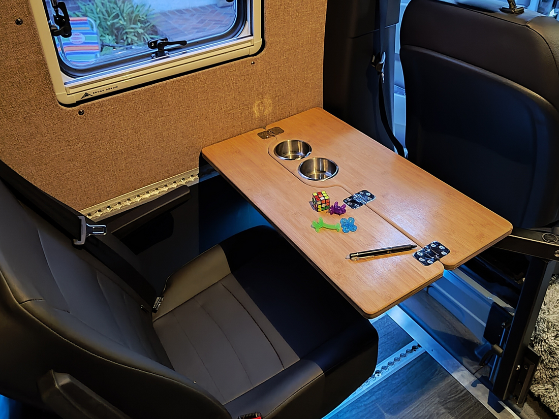 SPRINTER VAN TABLE - BAMBOO TABLE TOP WITH 360° SWIVEL MOUNT – White ...