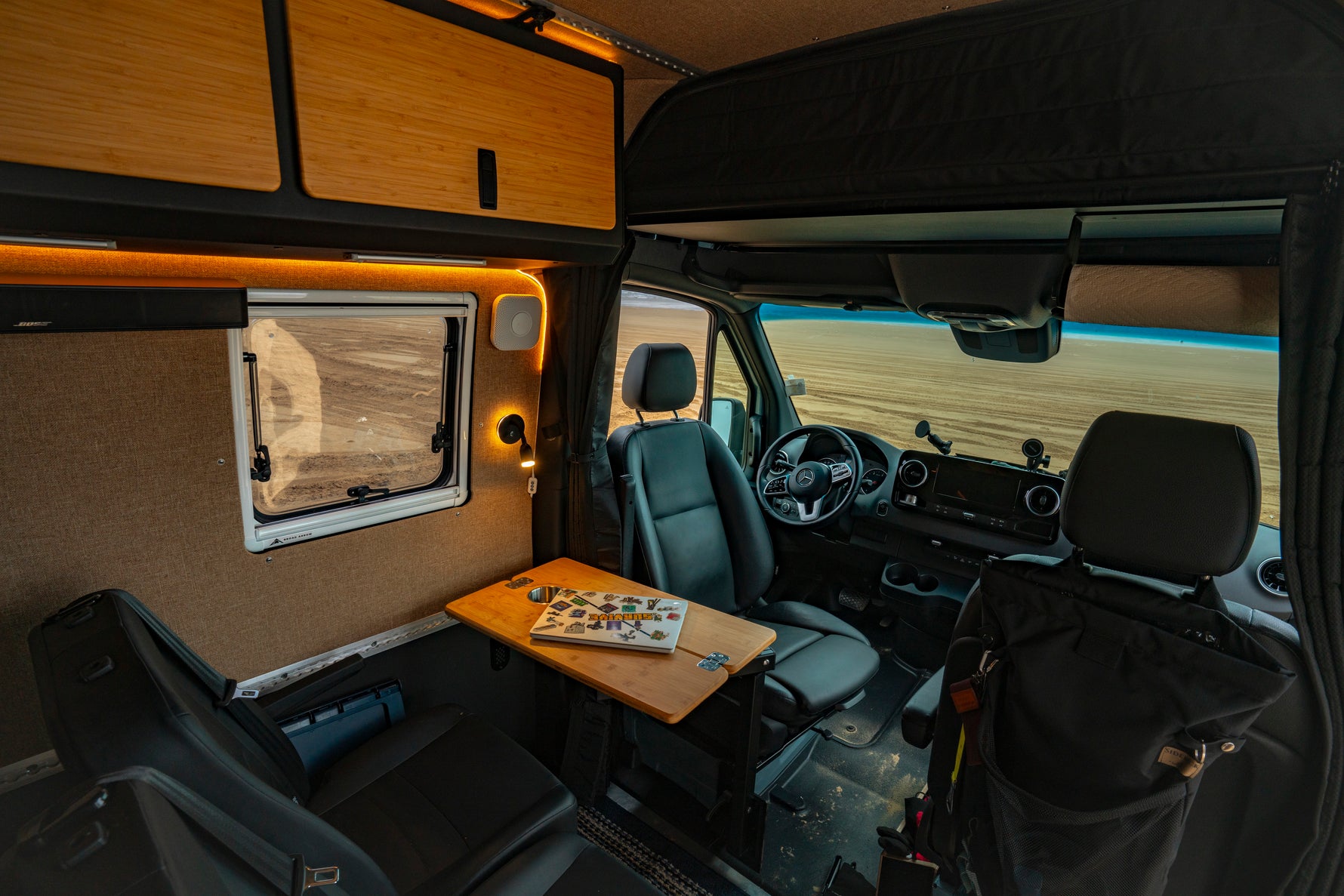 SPRINTER VAN TABLE - BAMBOO TABLE TOP WITH 360° SWIVEL MOUNT – White ...