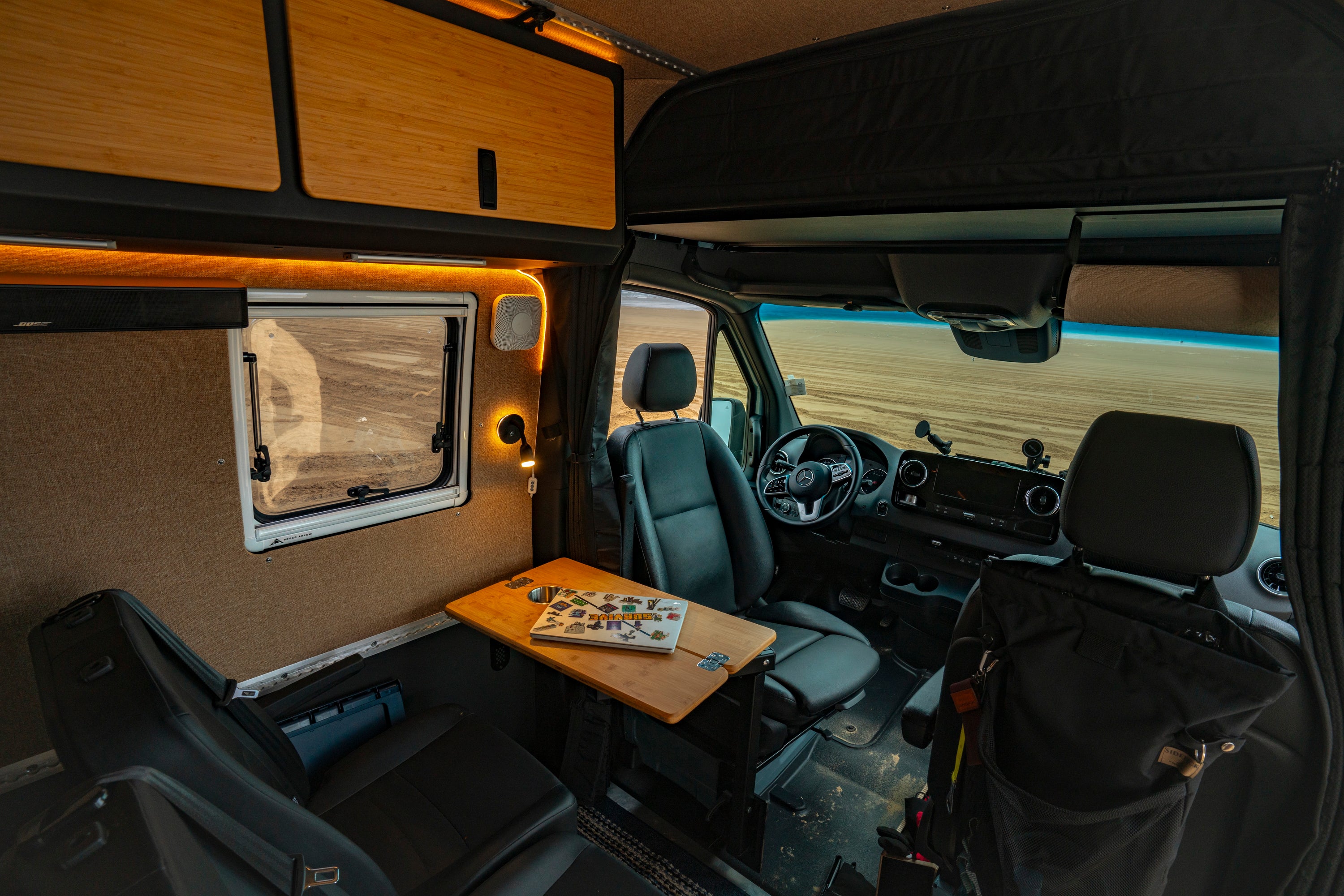 SPRINTER VAN TABLE - BAMBOO TABLE TOP WITH 360° SWIVEL MOUNT – White ...